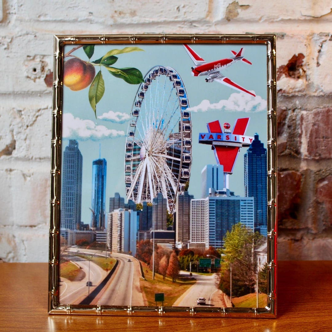 Atlanta Skyline Art Print Collage - Iconic Wall Decor Print Featuring ...