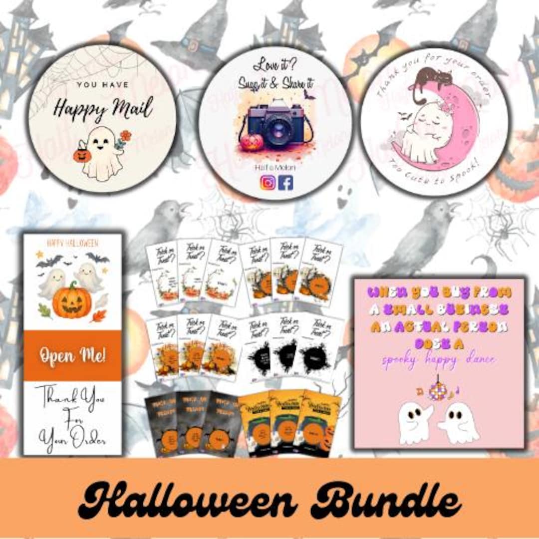 Halloween Small Business Packaging Bundle, Spooky Thank You Cards ...