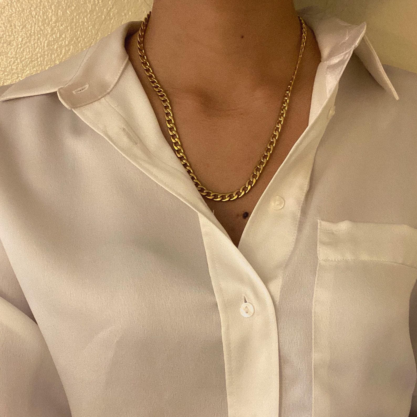 Trendy oro plateado collar cubano delicado joyería para las mujeres ...