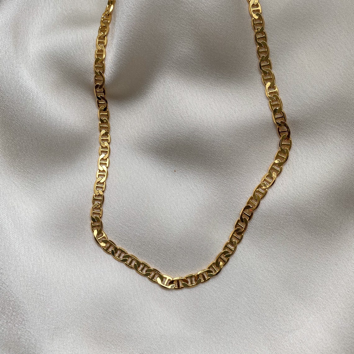 Flat Mariner Chain Necklace Cuban Link Chain Necklace Trendy Women ...