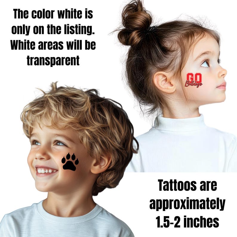 Custom Team Mascot Temporary Tattoos, School Spirit Tattoos, Cheer Team ...