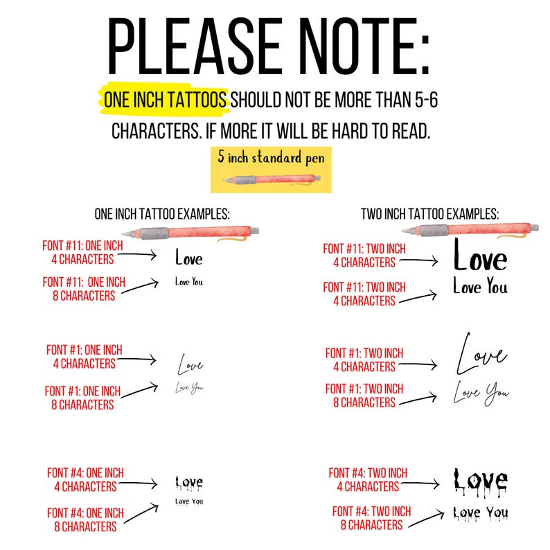 Temporary Fine Line Tattoos, Custom Text, Custom Name Tattoo, Fake ...