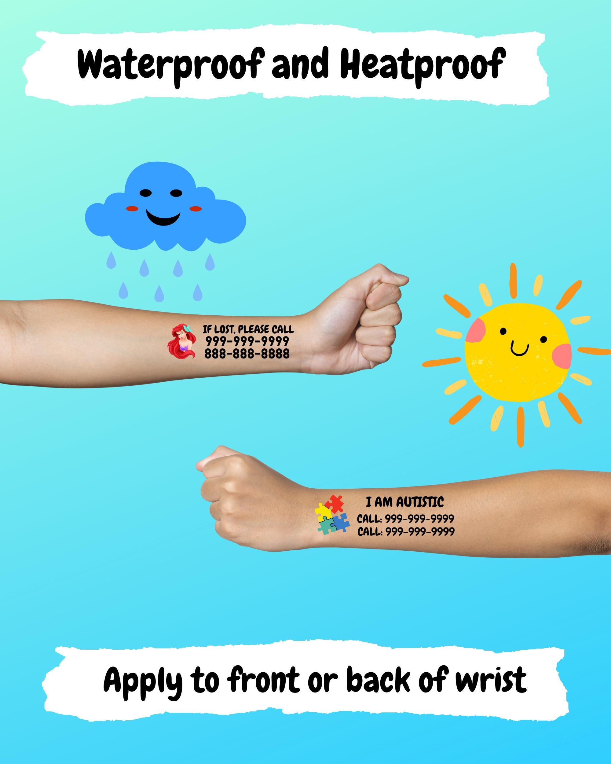 Child Safety ID Temporary Tattoo – Emergency Contact Tattoos, If Lost ...