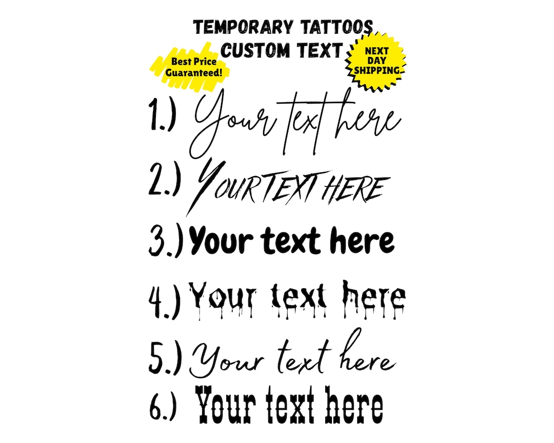 Temporary Fine Line Tattoos, Custom Text, Custom Name Tattoo, Fake ...