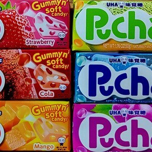 Uha Mikakuto Japan Puchao Chewy Candy 6 Pack Set 50g 10 Pc Ea Strawberry, Grape, Melon, Mango ...