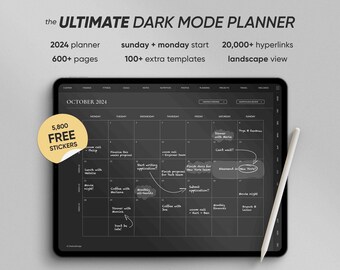 2024 Digital Planner Dark Mode, Goodnotes Planner, Notability Planner ...