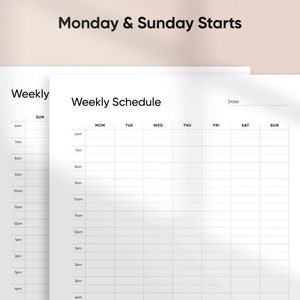 Weekly Hourly Schedule Printable Template, PDF Fillable Page, Daily ...