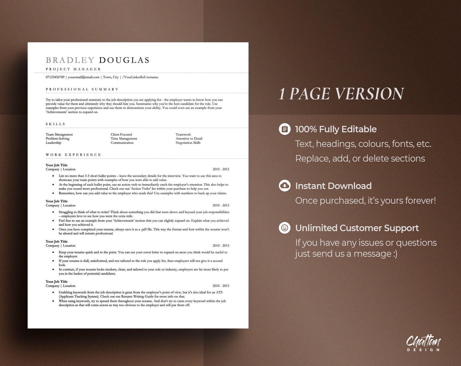 ATS Executive Resume Template, Cv Template Word, Google Docs, & Mac ...
