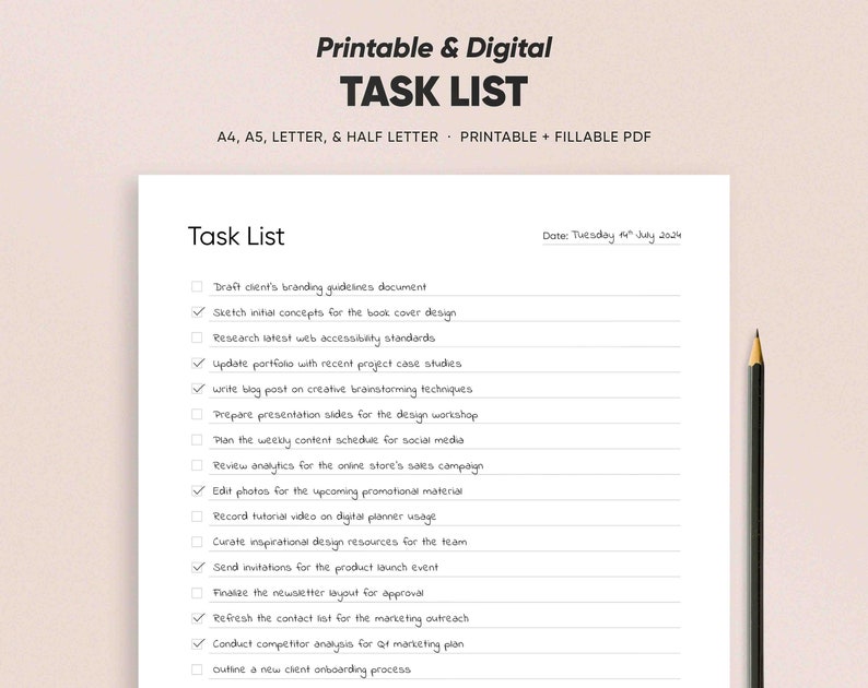 Minimalist to Do List Template, Simple Productivity Tasks Printable ...