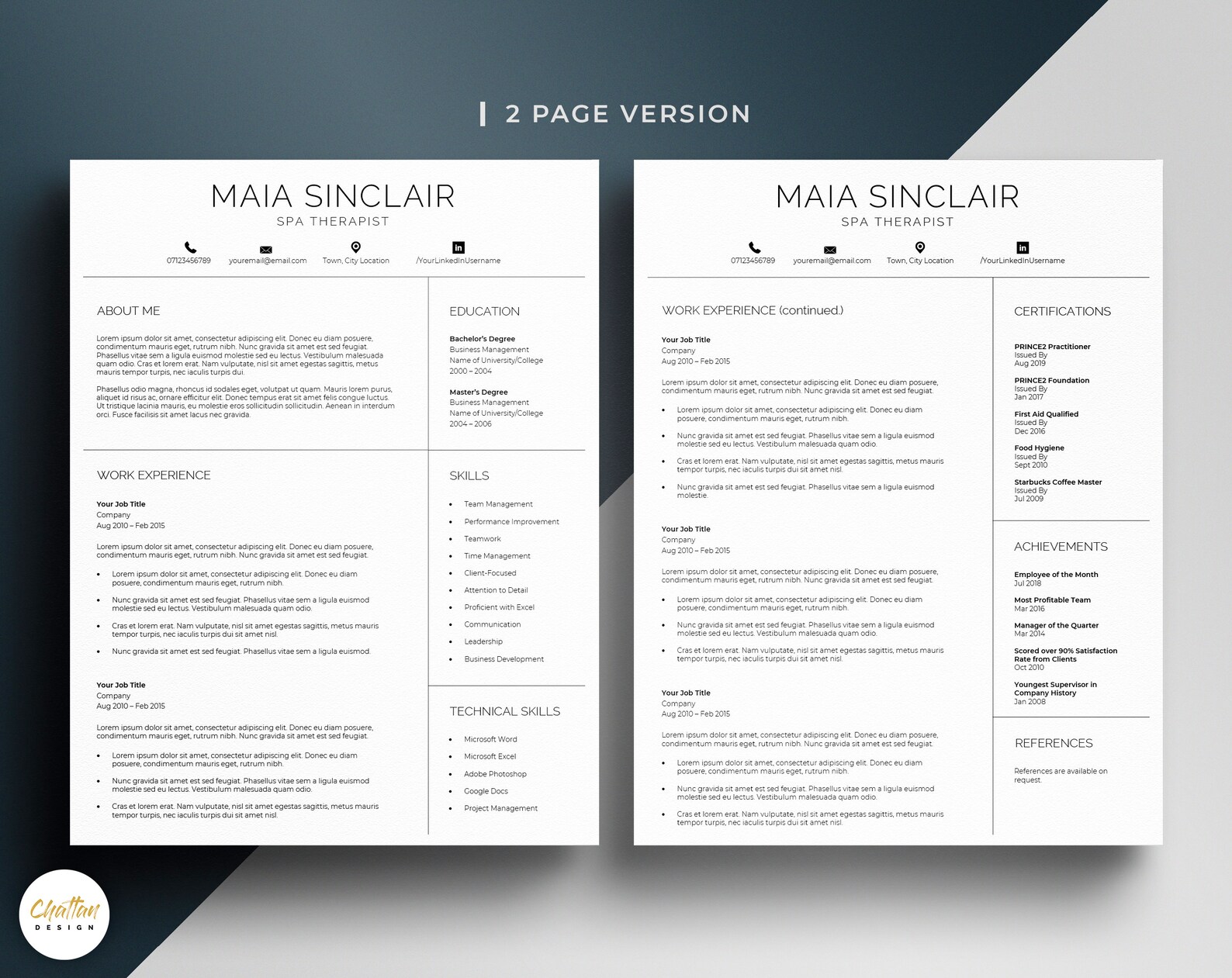 Minimalistic & Professional Resume Created for Ms Word, Clean and ...