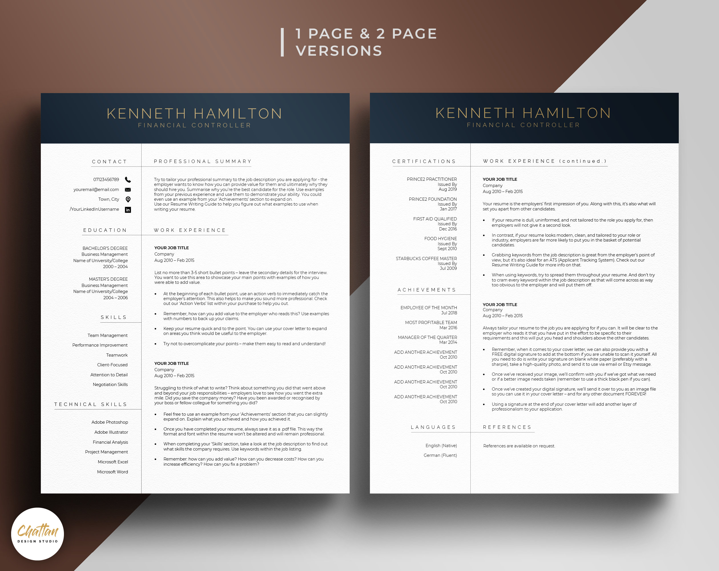 Executive Resume for Google Docs & Ms Word, Modern Resume, Google Docs ...