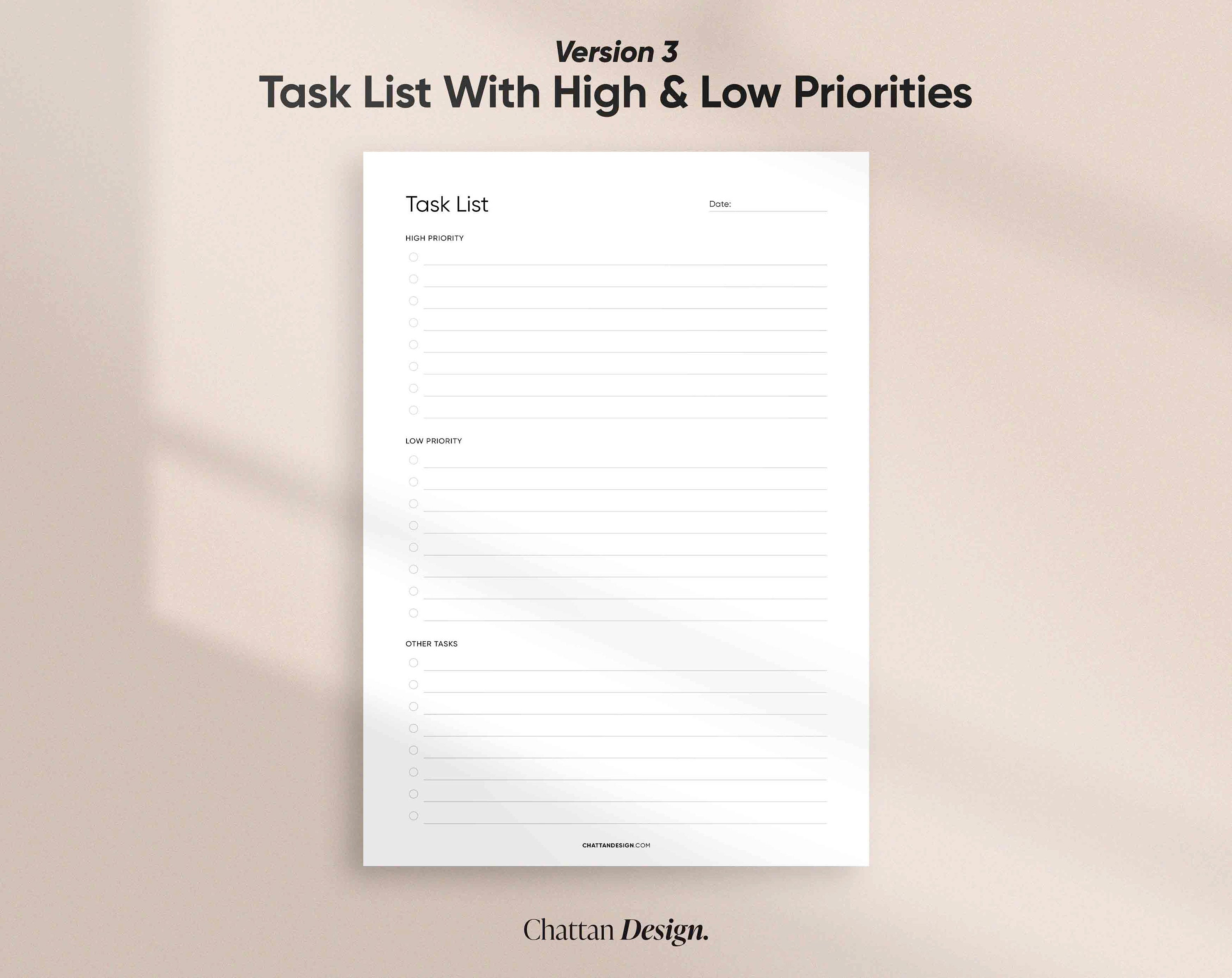Minimalist to Do List Template, Simple Productivity Tasks Printable ...