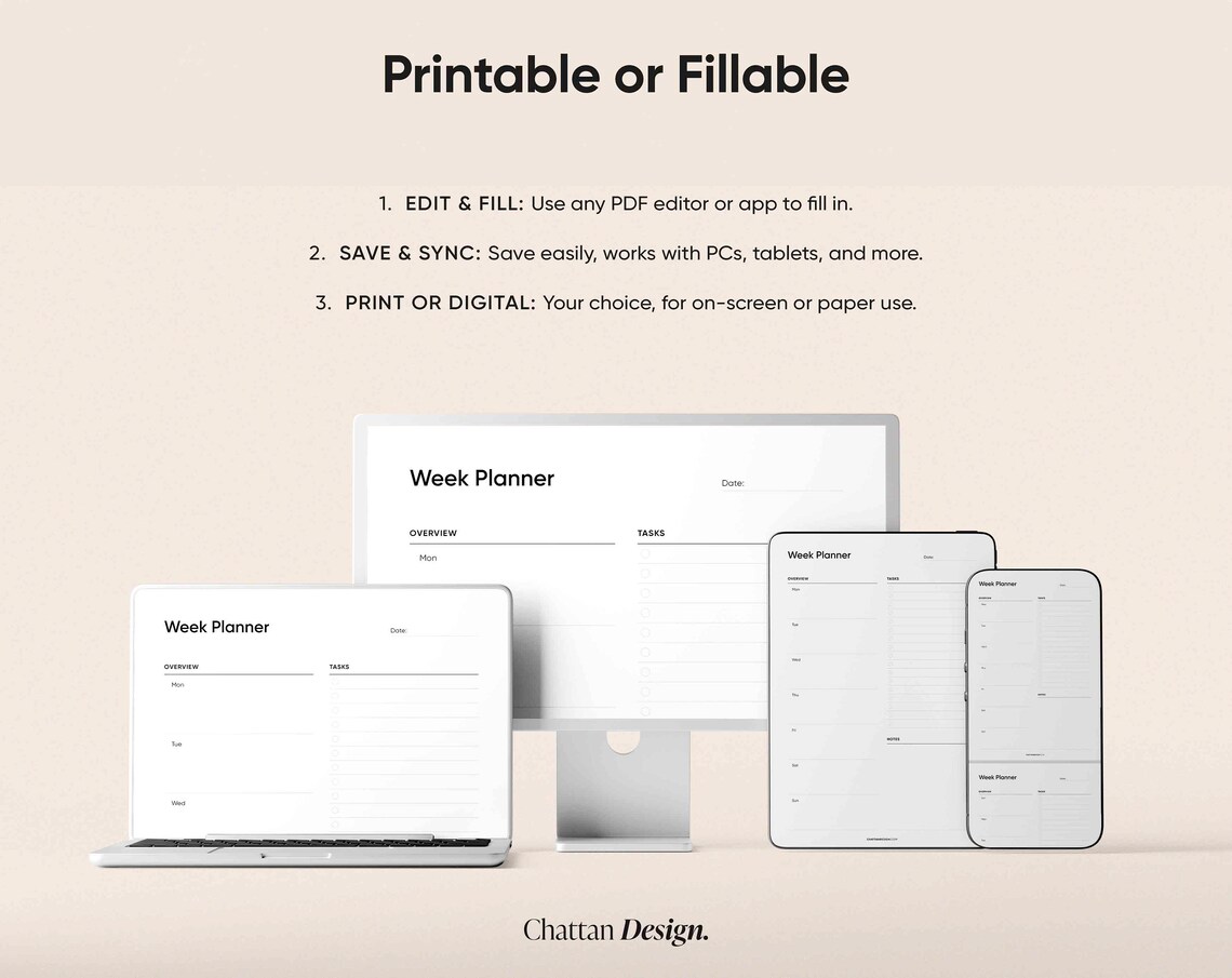 Weekly Planner Printable Week Schedule to Do List, Instant Download ...