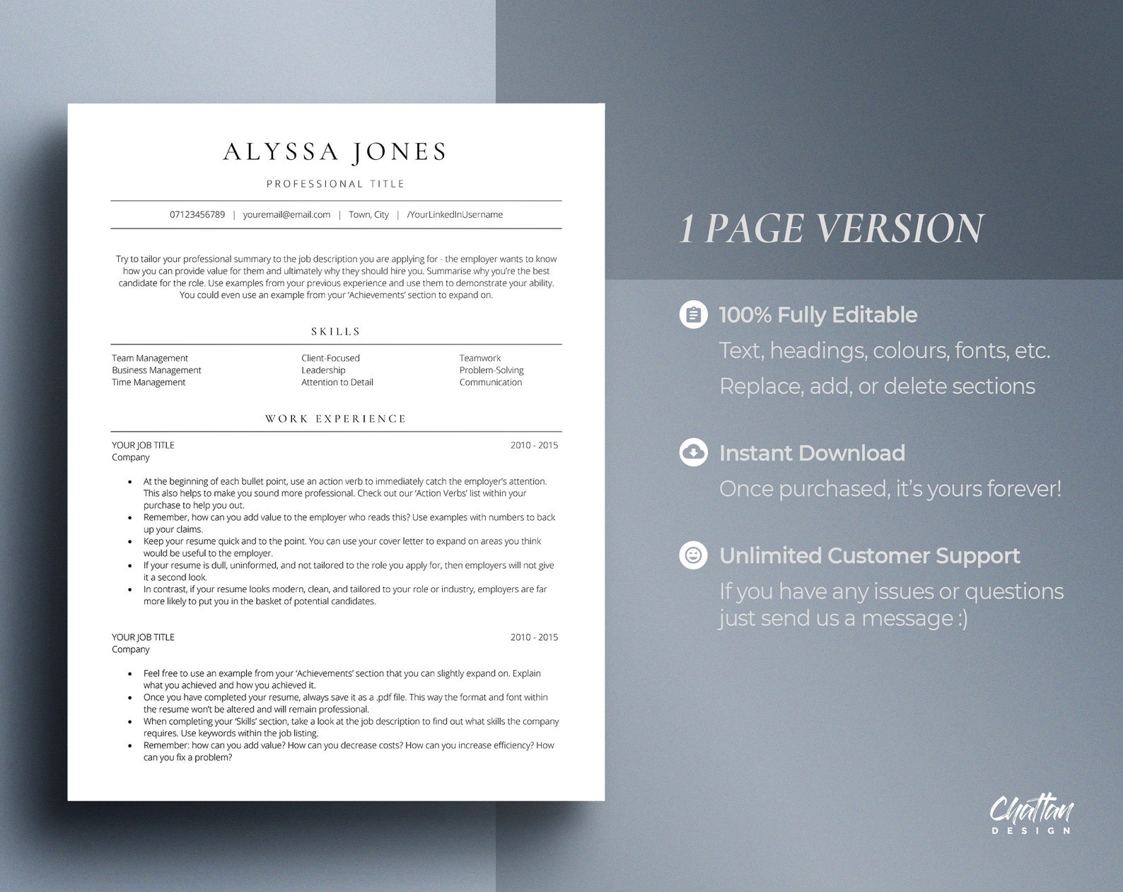 ATS Resume Template 2024, Ms Word & Mac Pages Optimized CV Document ...