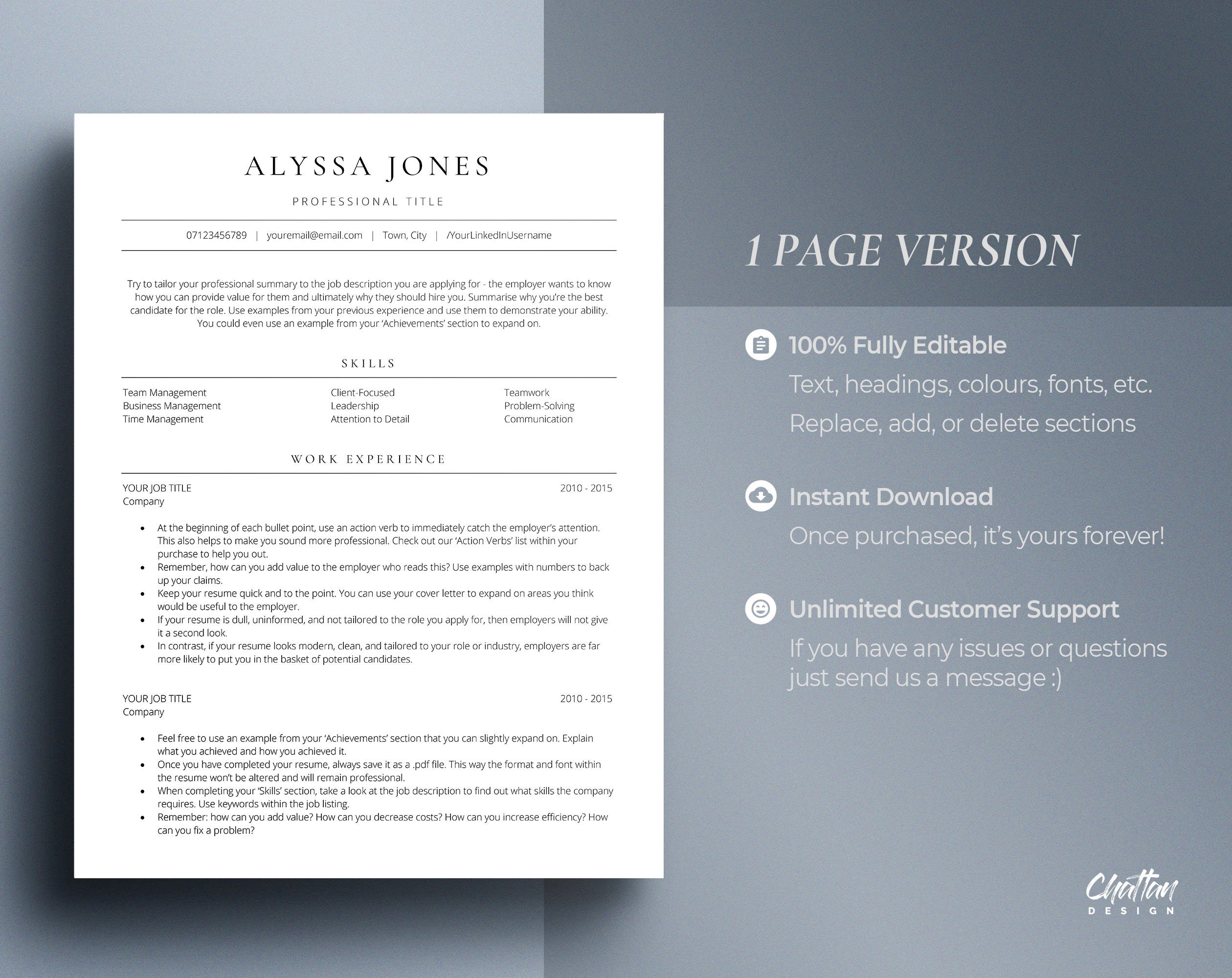 ATS Resume Template 2024, Ms Word & Mac Pages Optimized CV Document ...