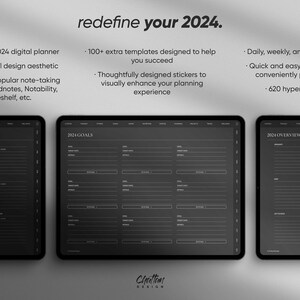 Ultimate 2024 Dark Mode Digital Planner, Dated Digital Planner for iPad ...