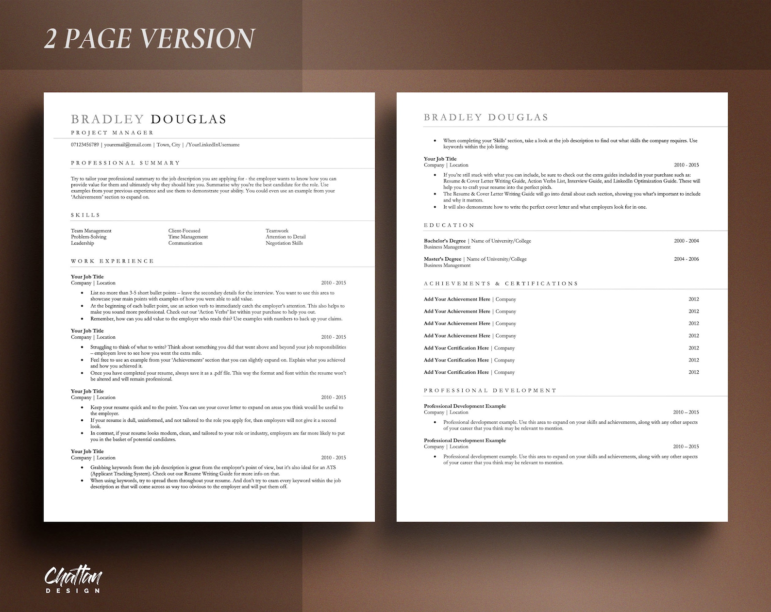 ATS Executive Resume Template, Cv Template Word, Google Docs, & Mac ...