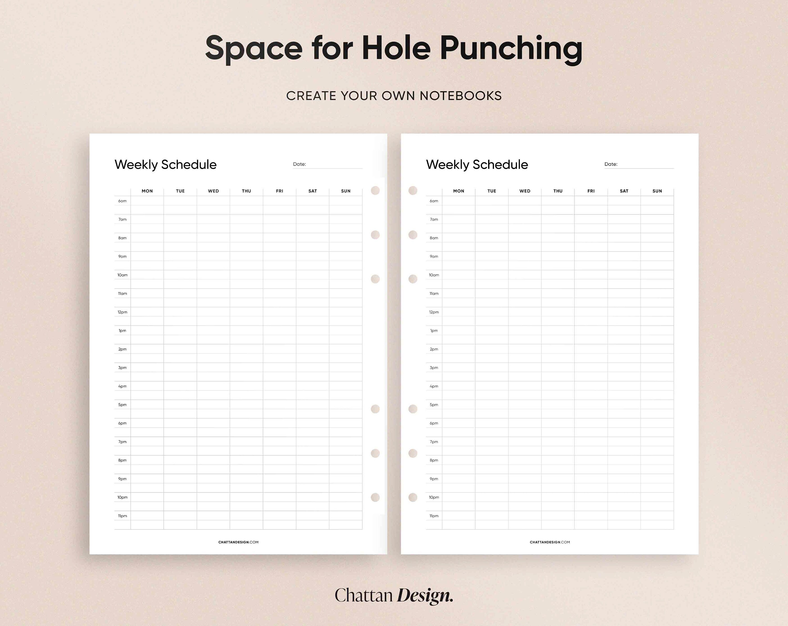 Weekly Hourly Schedule Printable Template, PDF Fillable Page, Daily ...