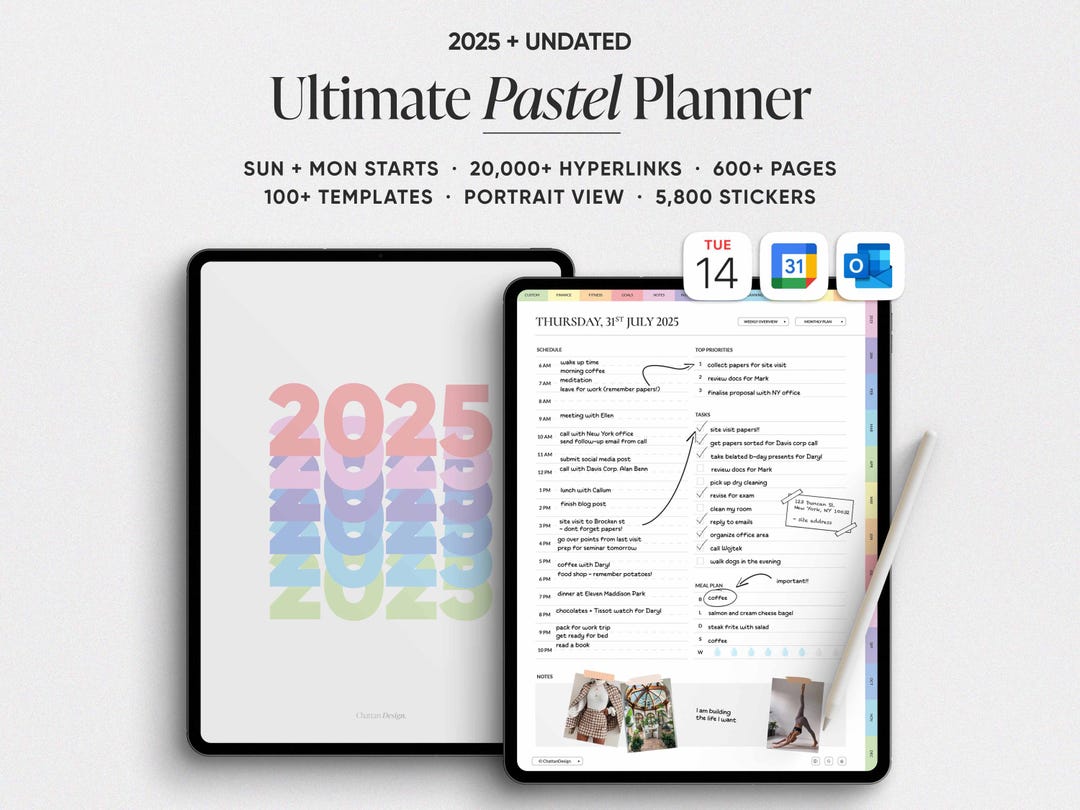 Pastel Digital Planner for Goodnotes & Notability, iPad Daily Weekly ...