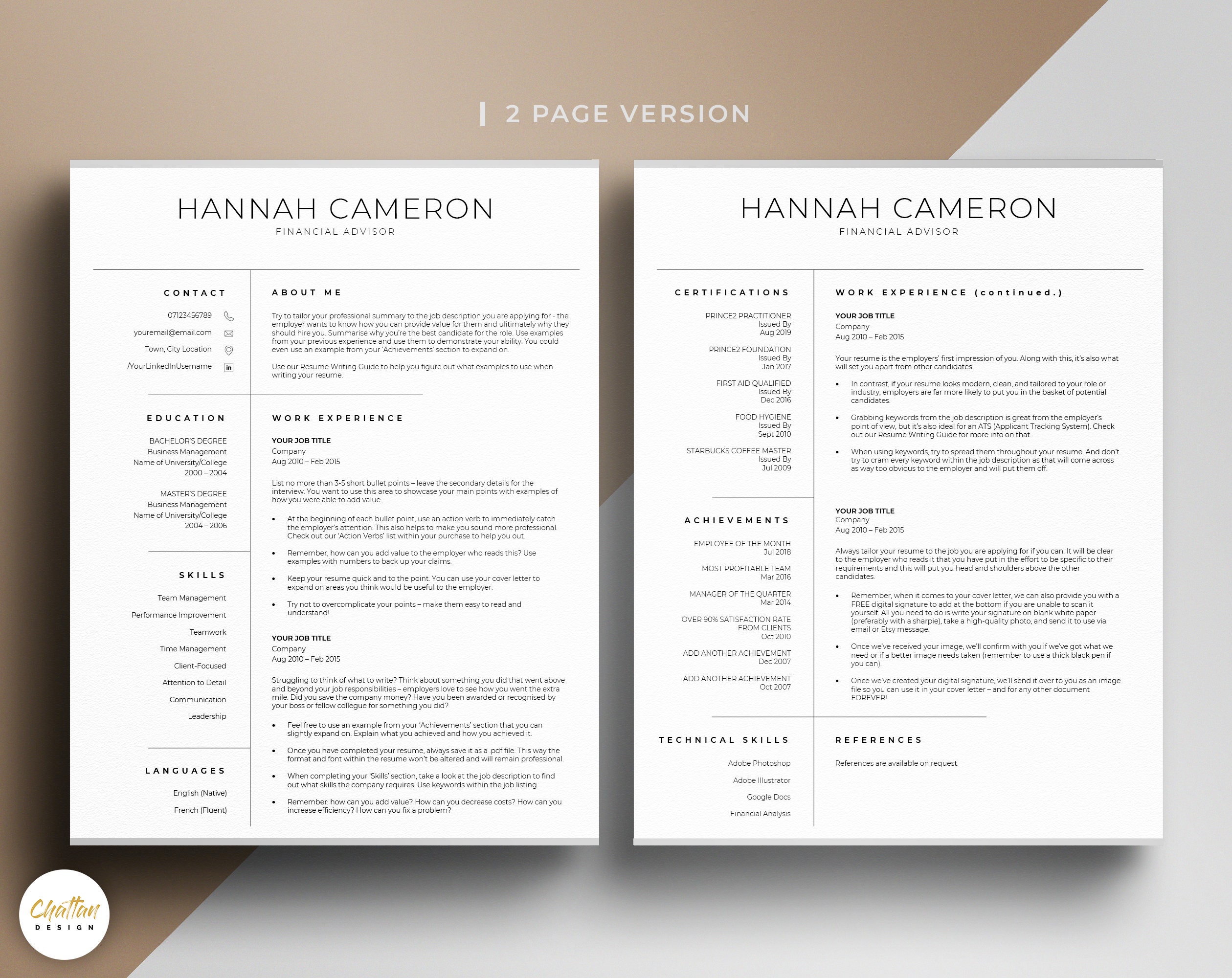 Professional & Clean Resume Template for Ms Word, Apple Pages and ...