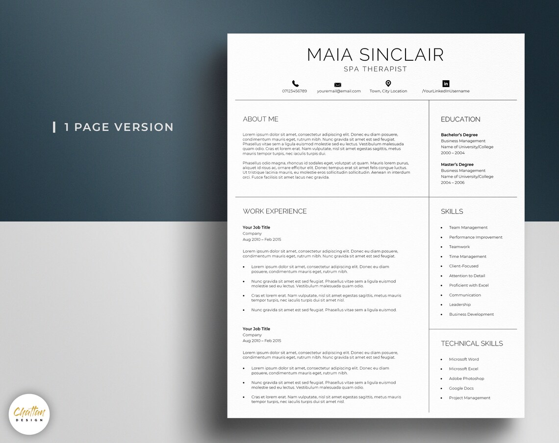 Minimalistic & Professional Resume Created for Ms Word, Clean and ...