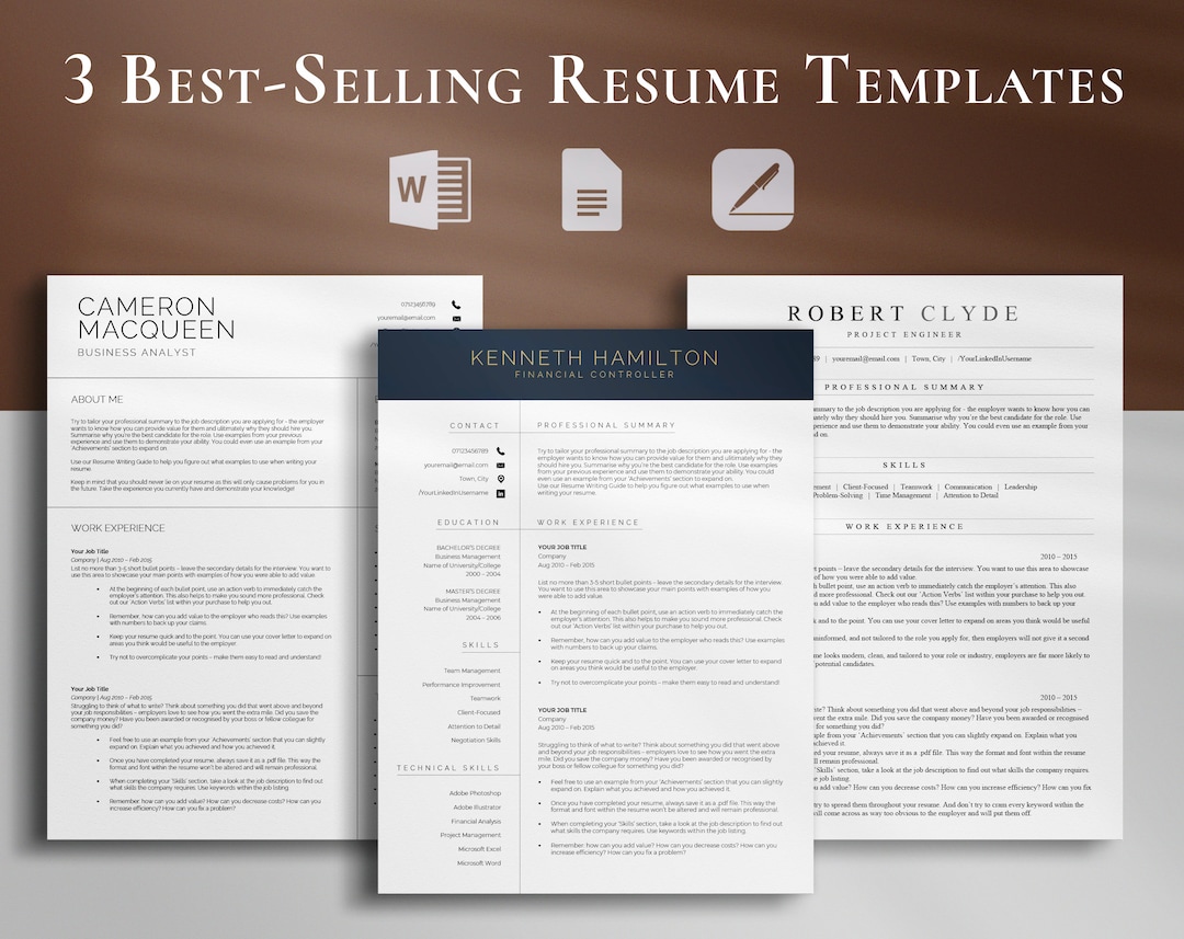 Best Selling Resume Bundle, Professional Resume Template, Resume ...
