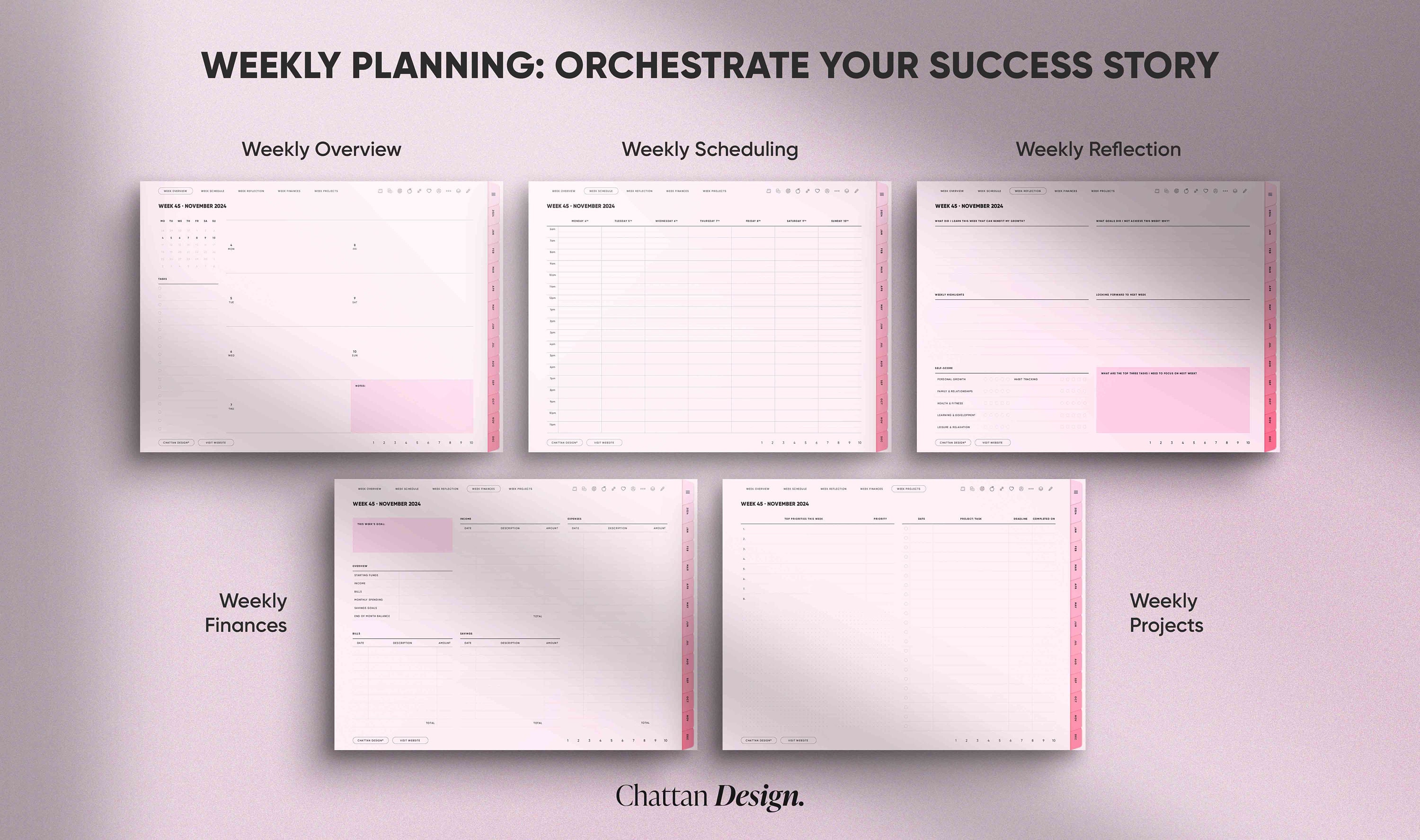 Pink Blush Digital Planner in 2024 & Undated Format, Goodnotes Journal ...