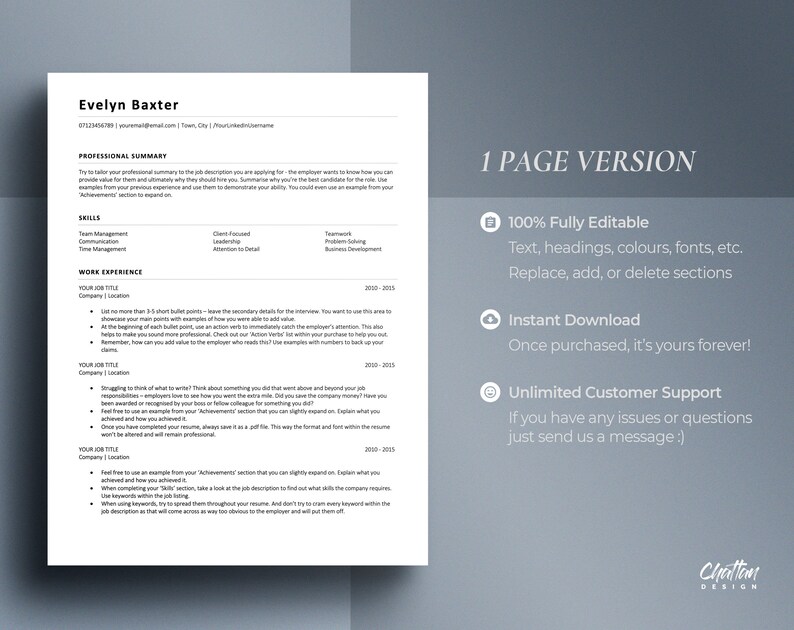Clean ATS Resume Template for Word and Google Docs, Classic ATS Cv ...