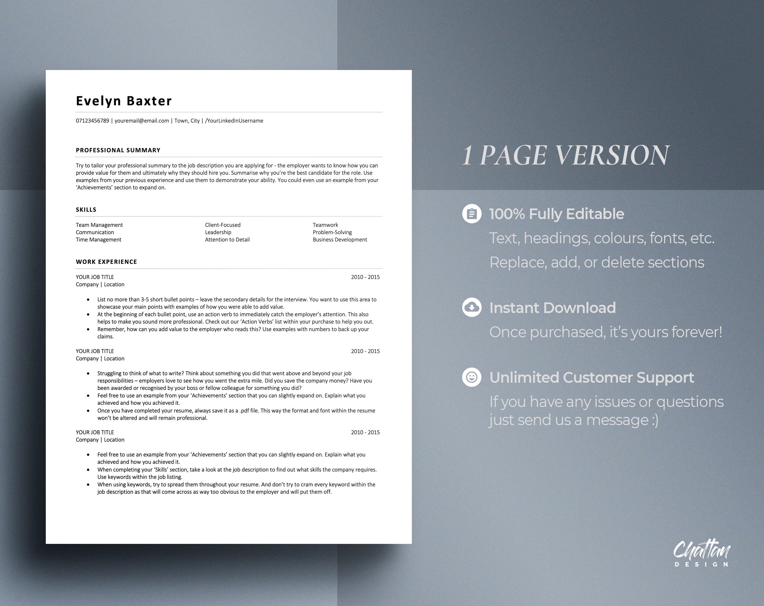 Clean ATS Resume Template for Word and Google Docs, Classic ATS Cv ...
