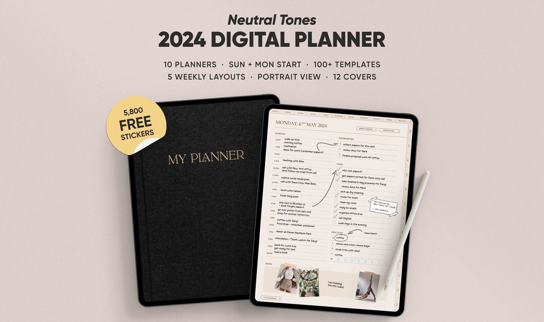 2024 Neutral Tones Digital Planner for Goodnotes, Notability, Xodo ...