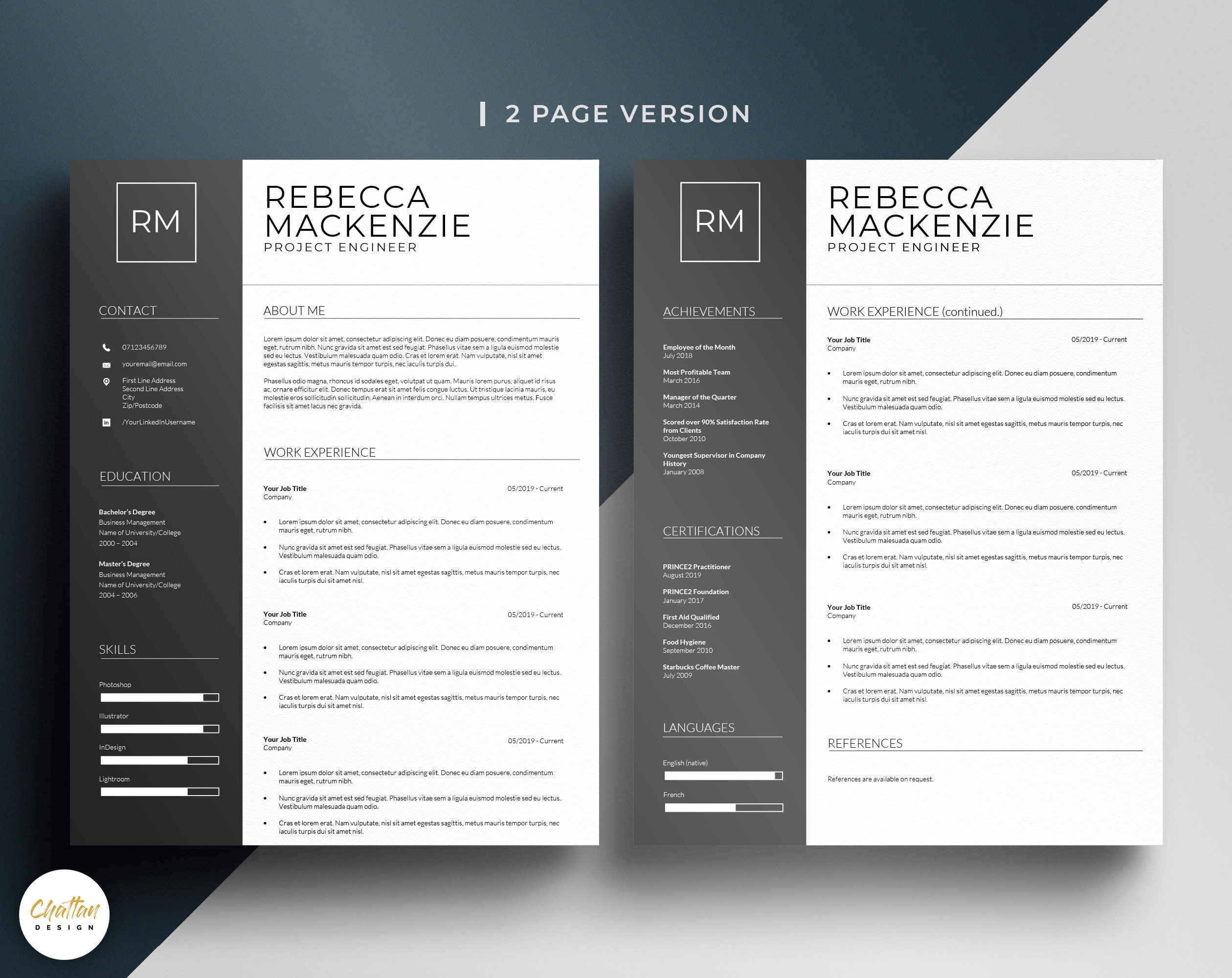 Modern Resume Template, CV Template for Microsoft Word, Professional ...