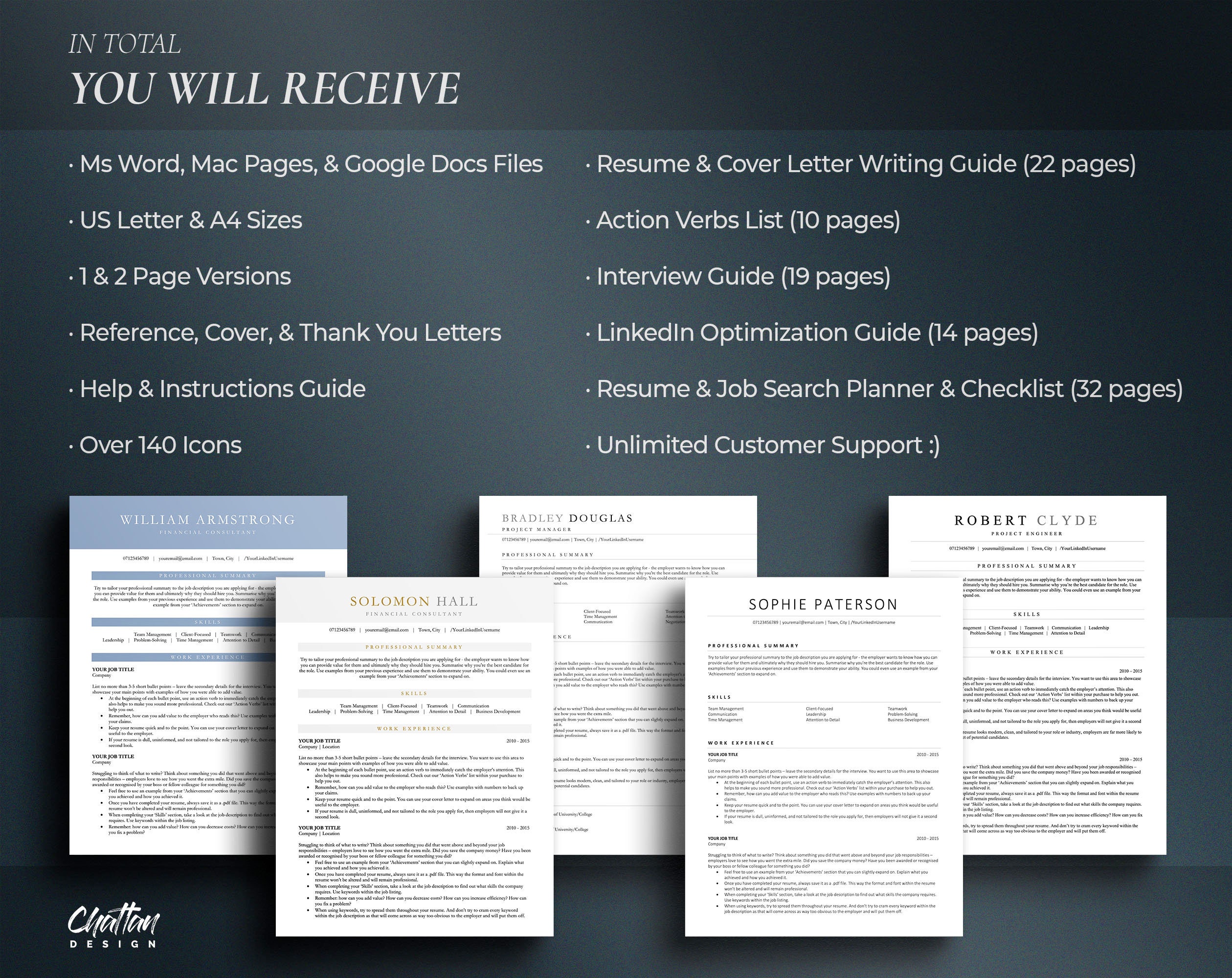 5x ATS Resume Bundle Package, CV Templates for Ms Word, Mac Pages ...