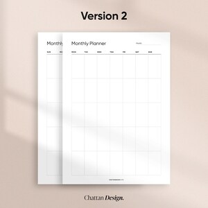 Undated Month Calendar Printable Page Template, Fillable Digital ...