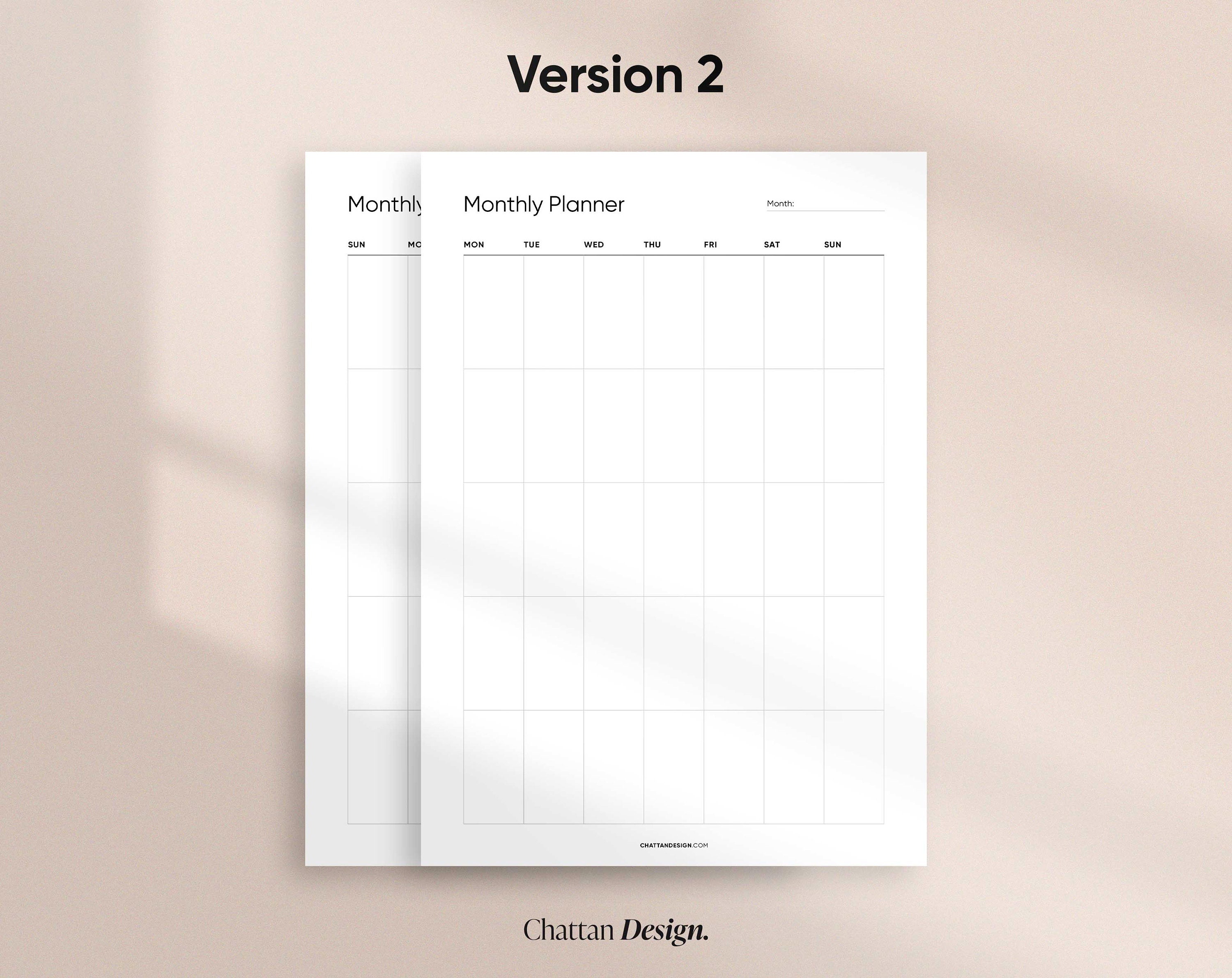 Undated Month Calendar Printable Page Template, Fillable Digital ...