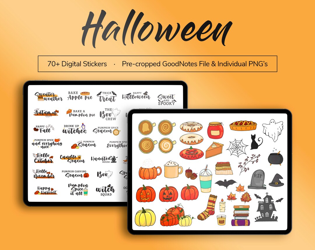 Goodnotes Halloween Pre-cropped Digital Sticker Book & Individual Png's ...