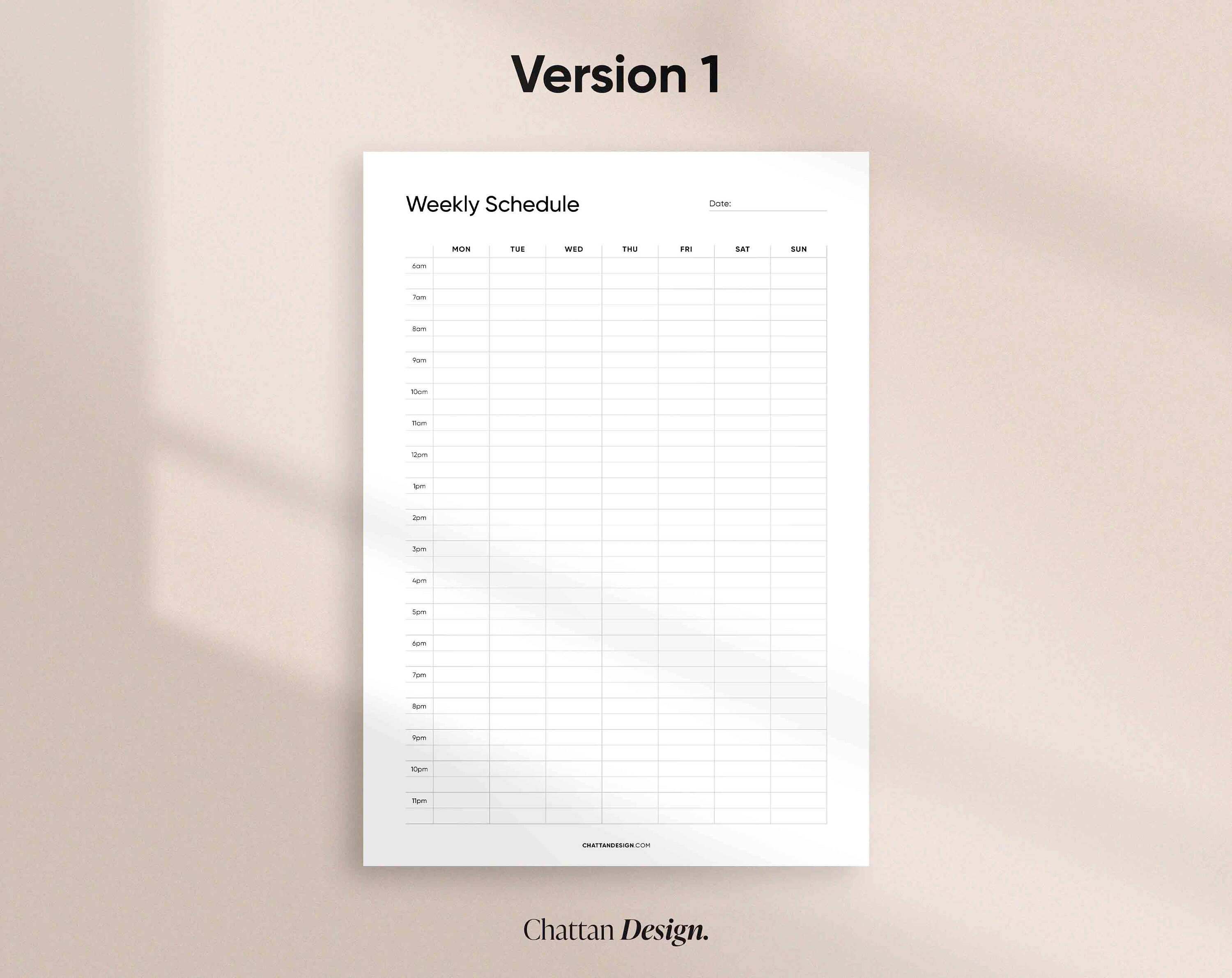 Weekly Hourly Schedule Printable Template, PDF Fillable Page, Daily ...