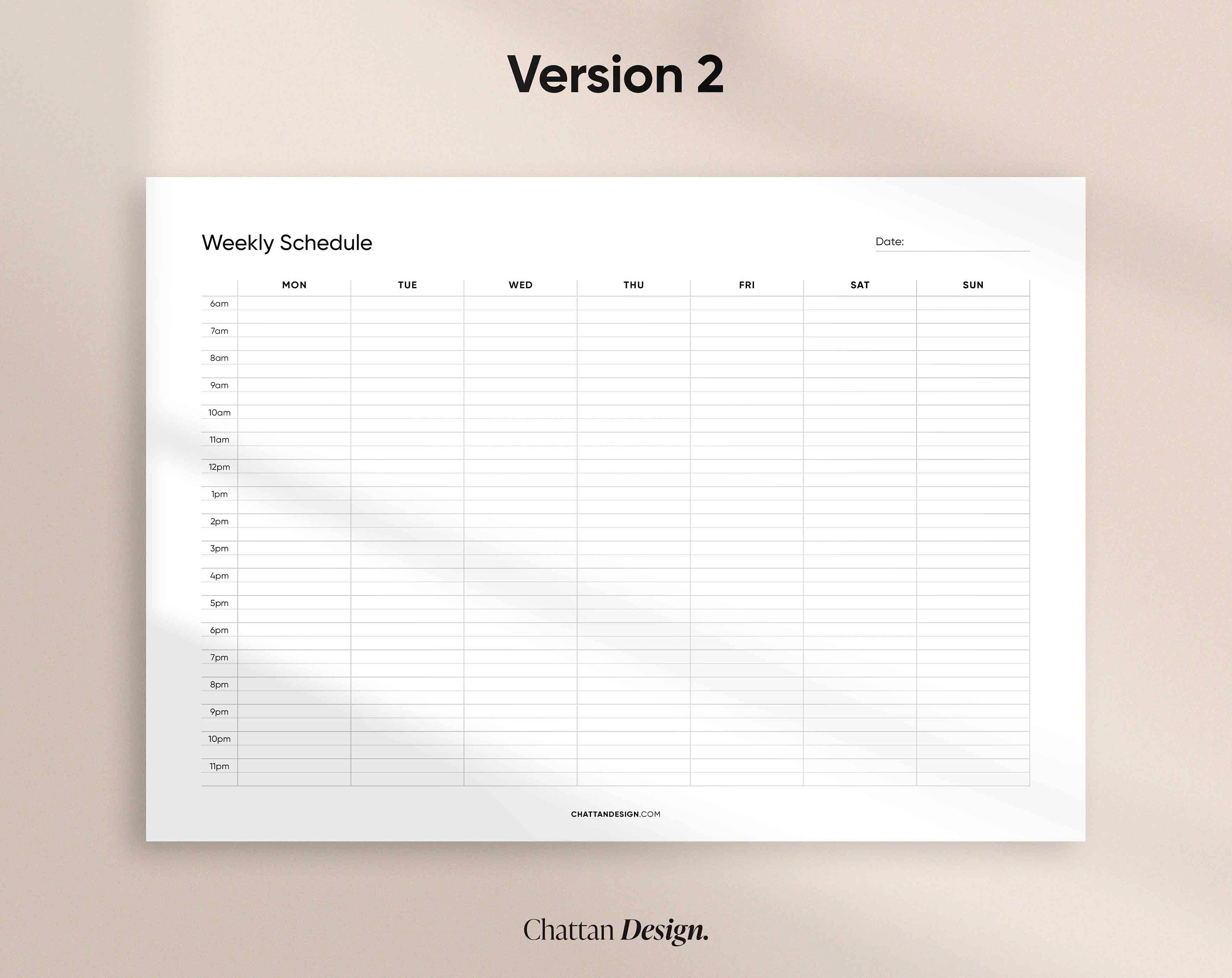 Weekly Hourly Schedule Printable Template, PDF Fillable Page, Daily ...