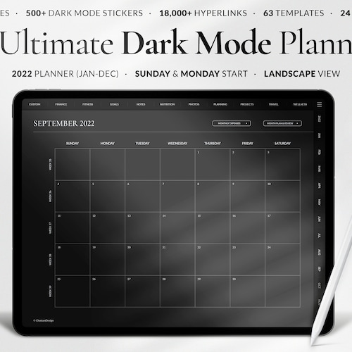 Digital Planner Dark Mode for Goodnotes/notability - Etsy