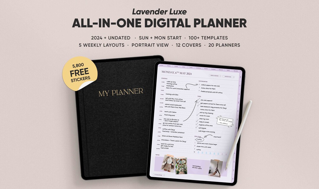 Lavender Digital Planner in 2024 & Undated Formats for Goodnotes ...