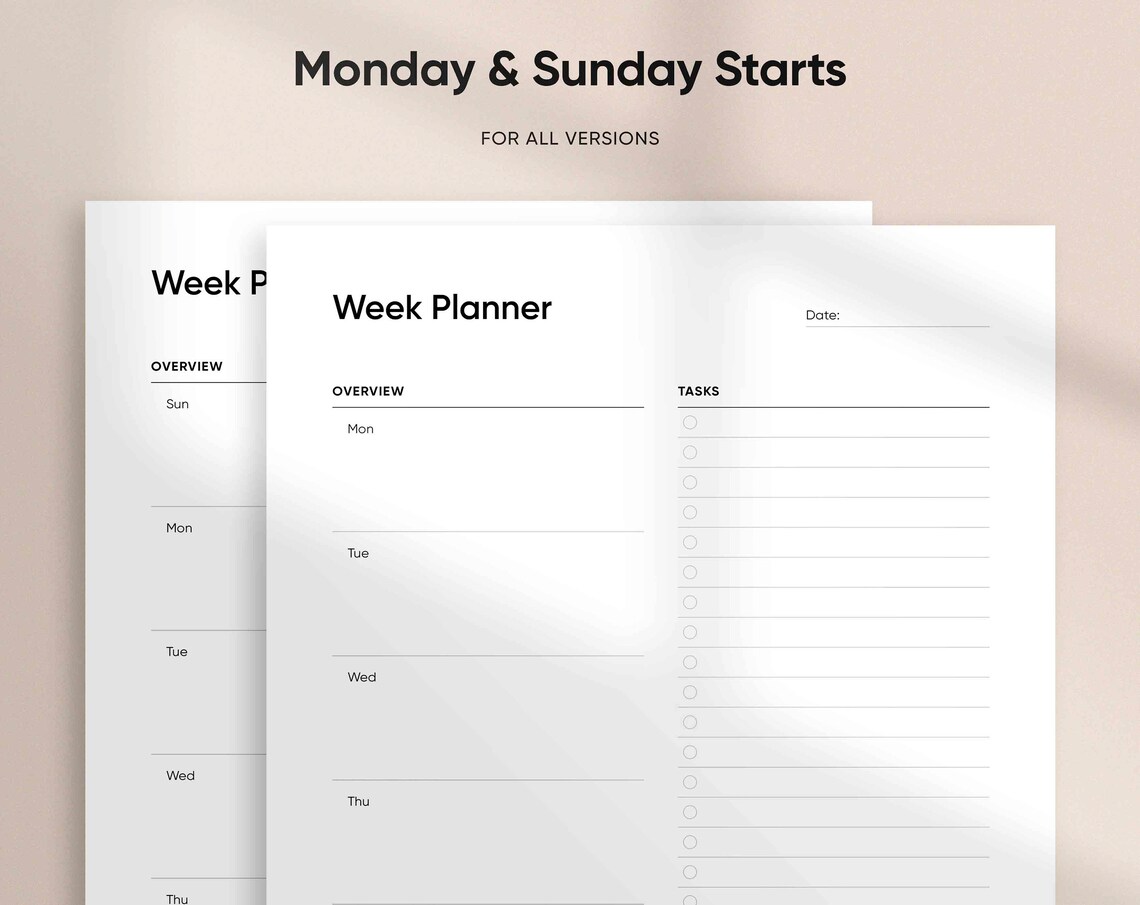 Weekly Planner Printable Week Schedule to Do List, Instant Download ...