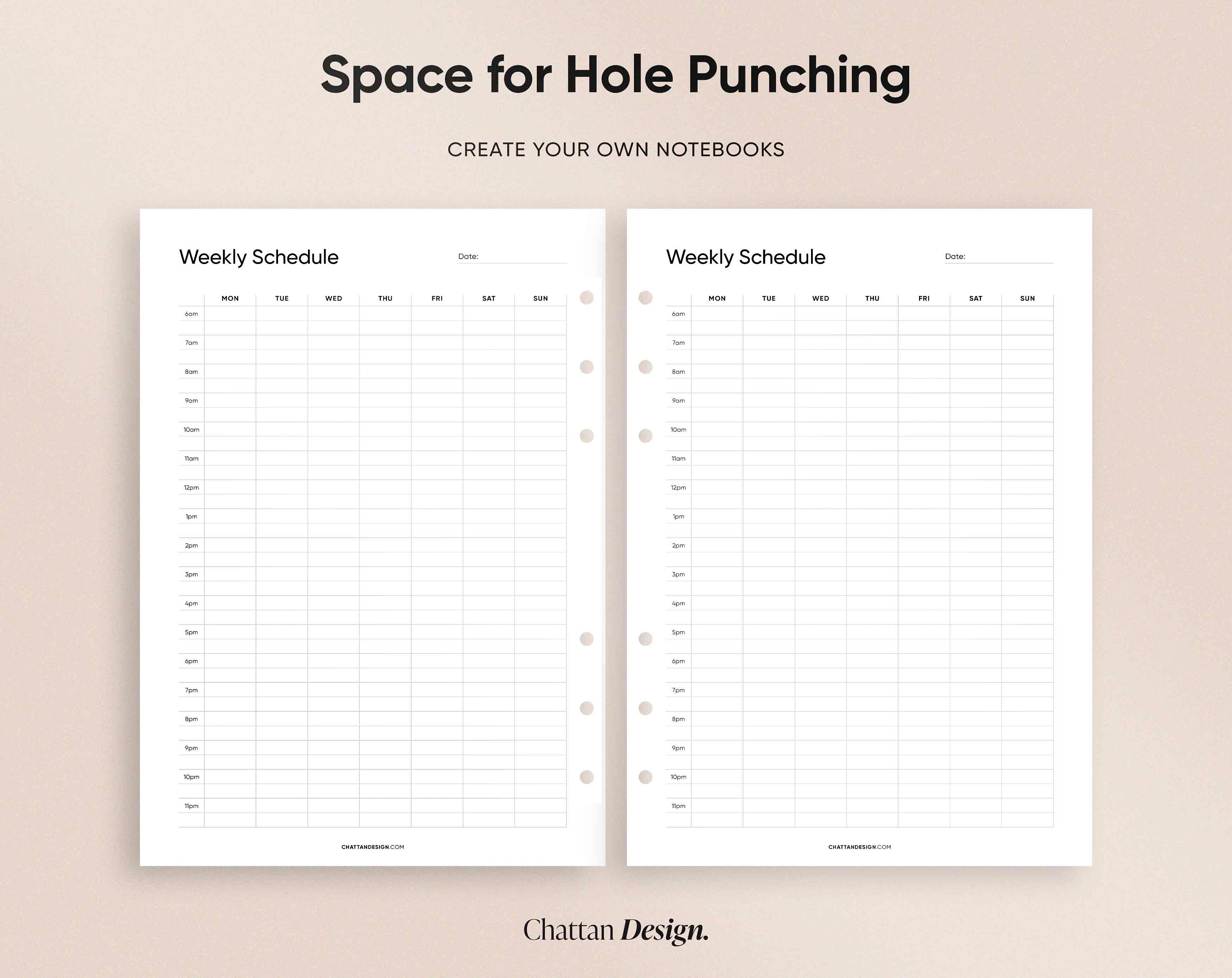 Weekly Hourly Planner Printable Template, Fillable PDF Page, Daily ...