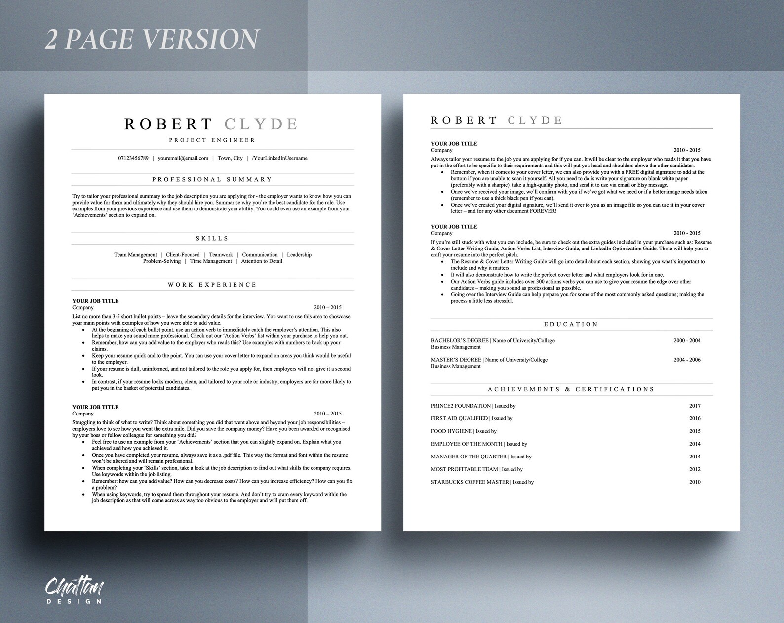 ATS Optimized Resume Instant Download, Minimal Resume Template for Word ...