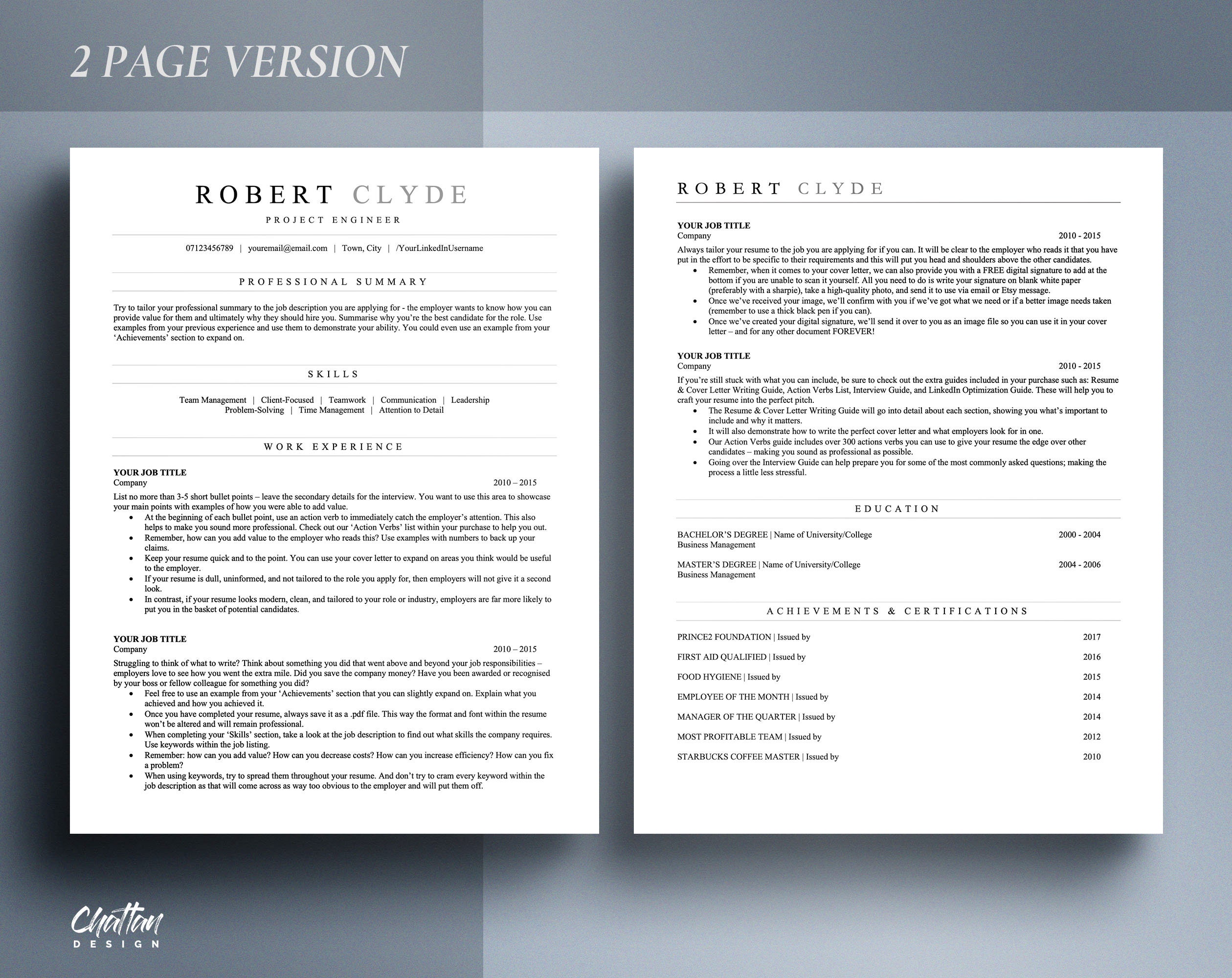 ATS Optimized Resume Instant Download, Minimal Resume Template for Word ...