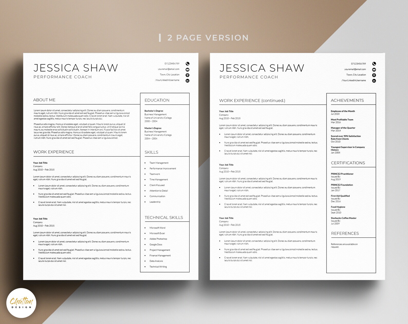 Simple & Clean Resume Template for Microsoft Word, Professional Resume ...