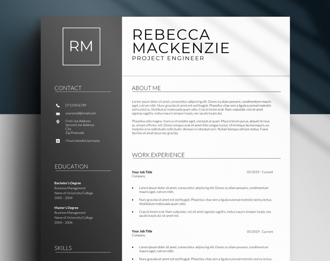 Modern Resume Template, CV Template for Microsoft Word, Professional ...