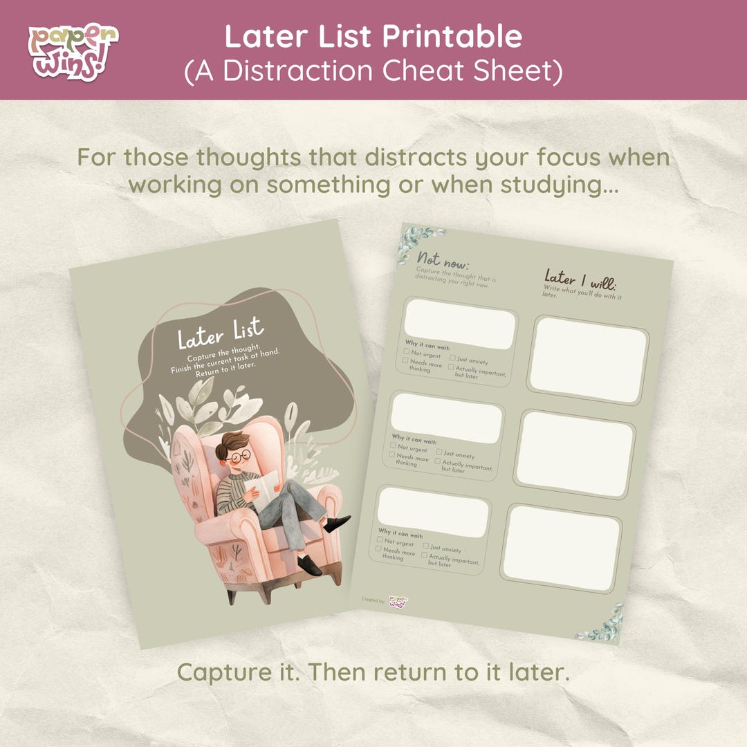 Aesthetic Brain Dump Printable, ADHD Focus Sheet Men, Cute Thought ...