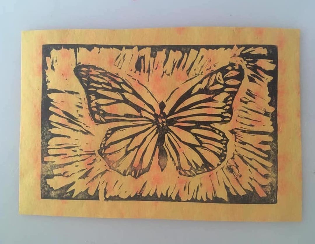 Butterfly Linocut Monoprint - Etsy