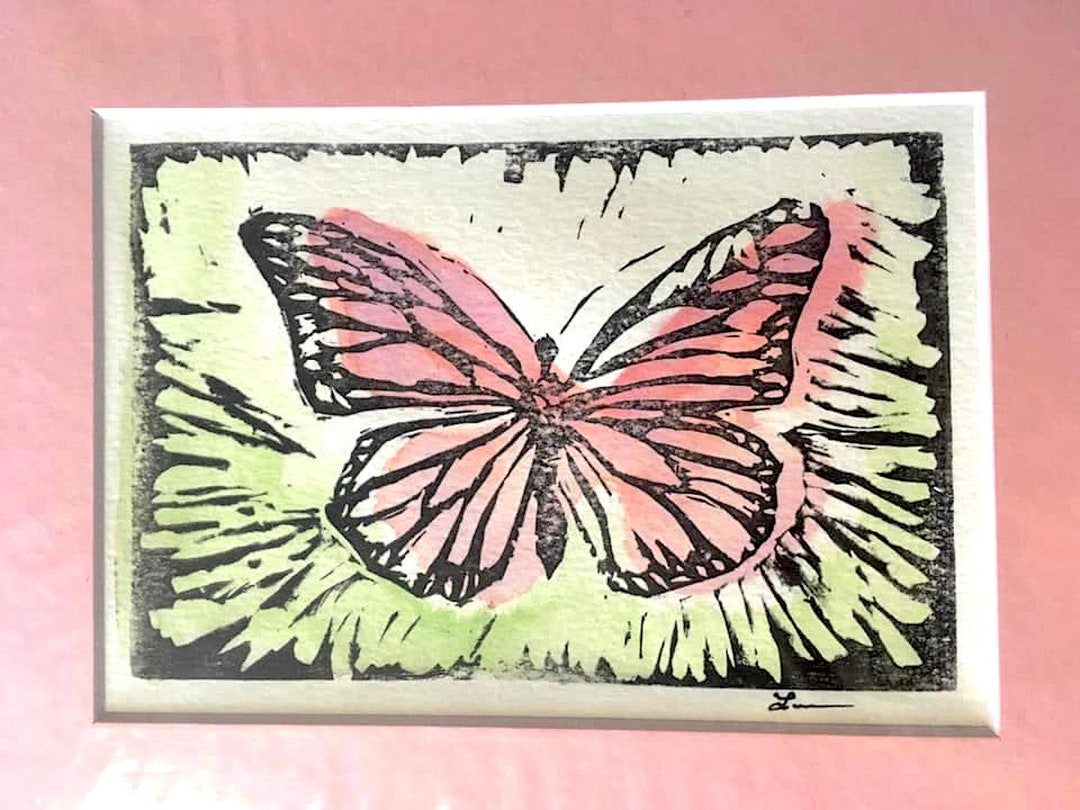 Butterfly Linocut Monoprint - Etsy