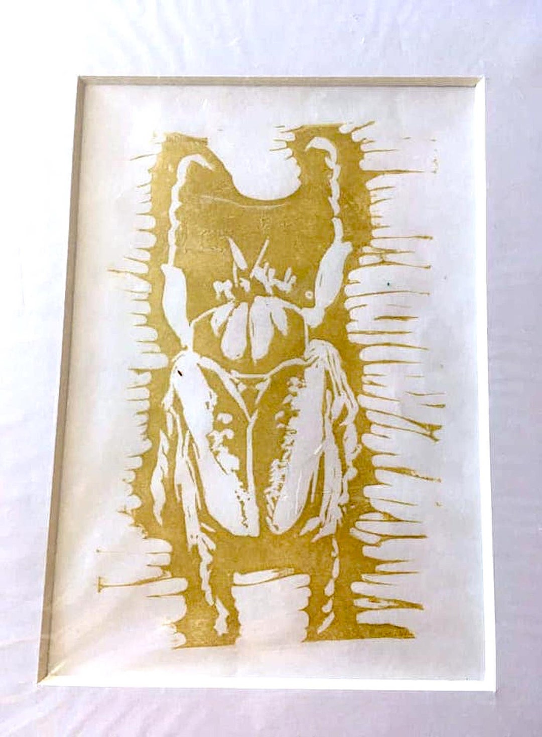 Gold Beetle Linocut Monoprint - Etsy
