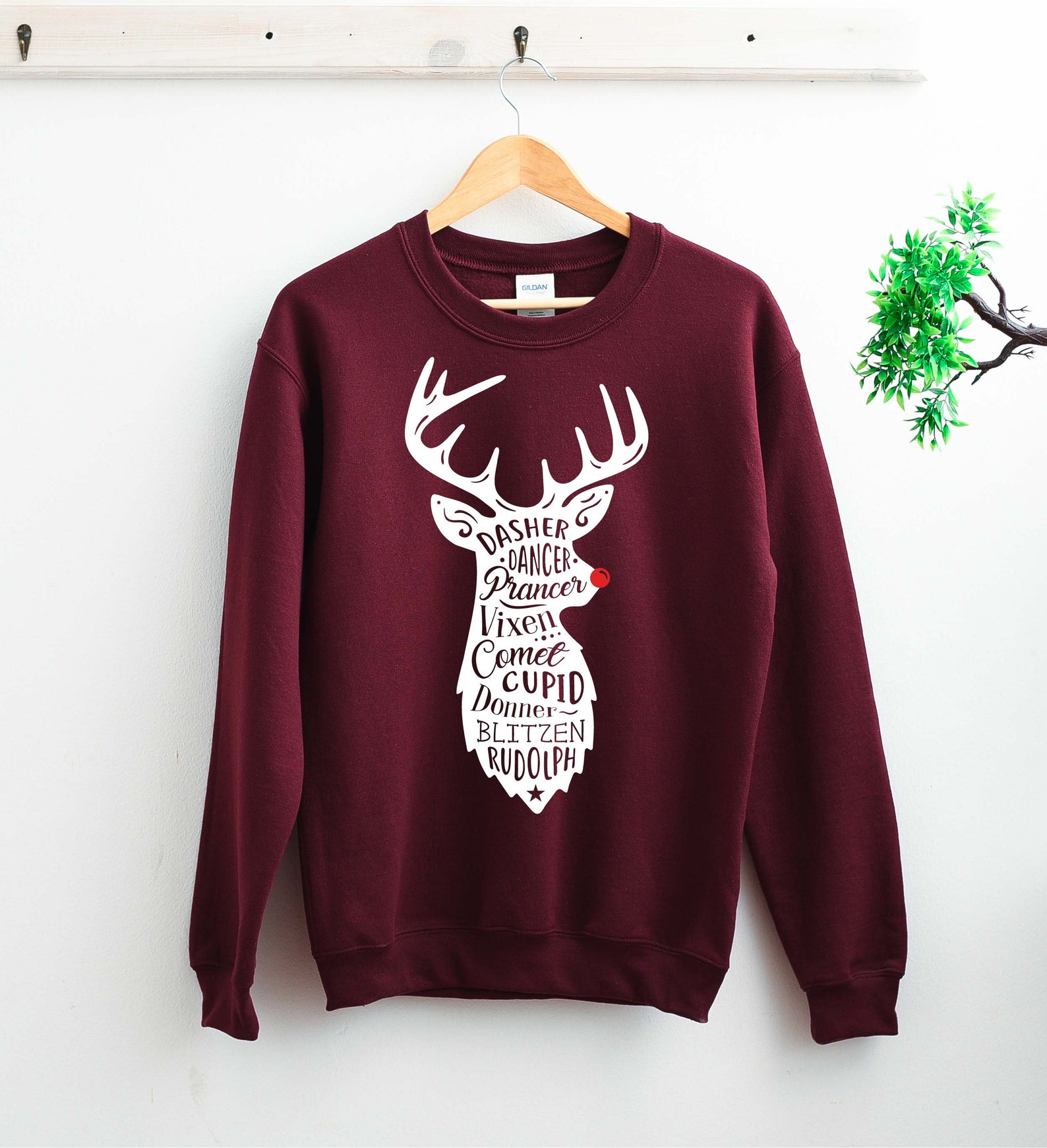 Santa's Red Nose Reindeers Sweatshirt |dasher Prancer Vixen Comet Cupid ...